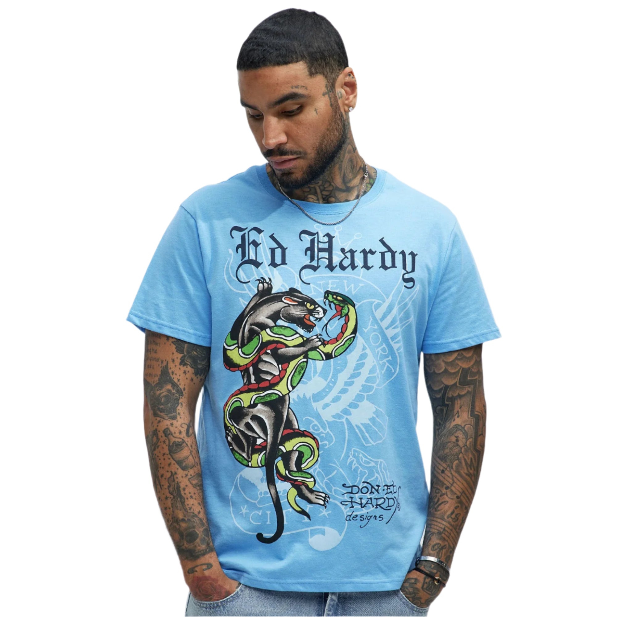 Ed Hardy Men Panther Snake SS Tee (Powder Blue) – Nexus Clothing