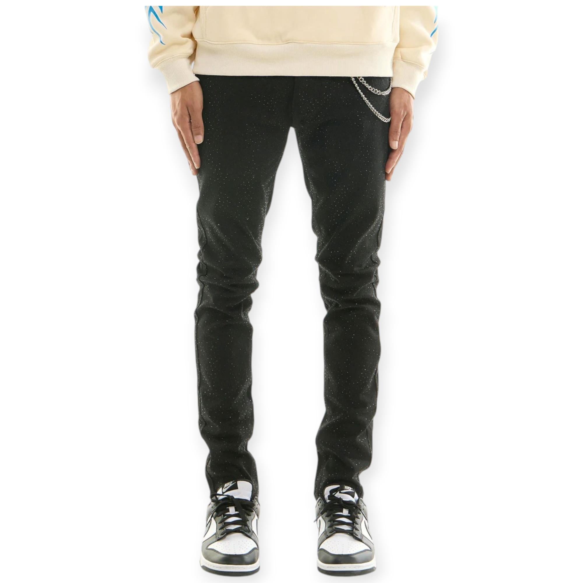 KDNK Men Jeans Rhinestone Skinny Denim (Jet Black) – Nexus Clothing