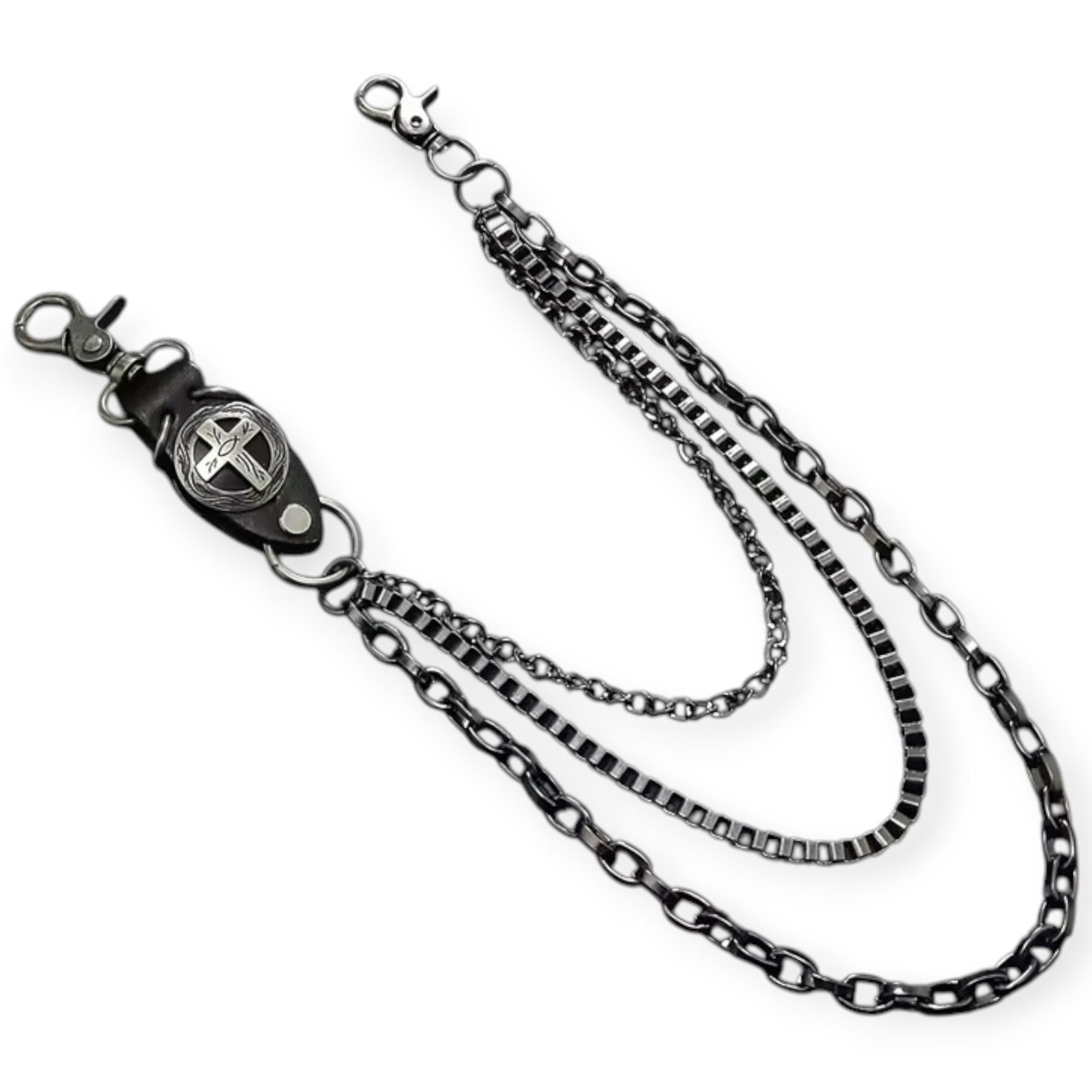 Nexus Clothing Waist Chain Men Rock Style Multi-Layer (Black Metal)