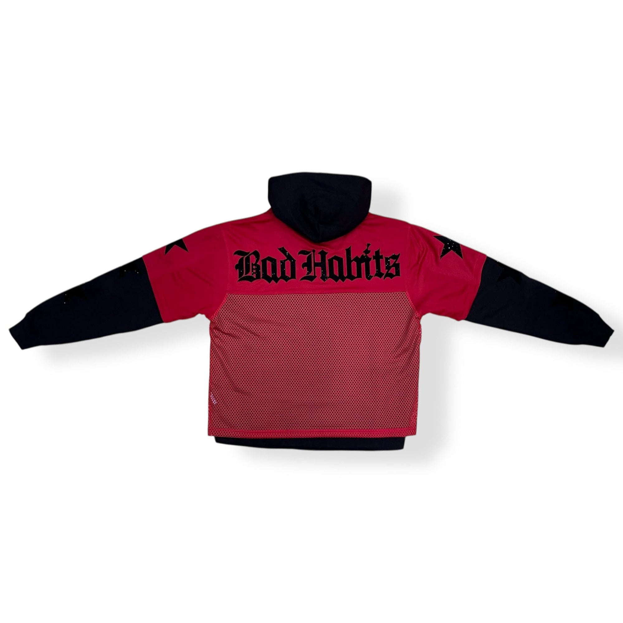 Roku Studio Men Bad Habits Cropped Twofer Fleece Hoodie (Red Black ...