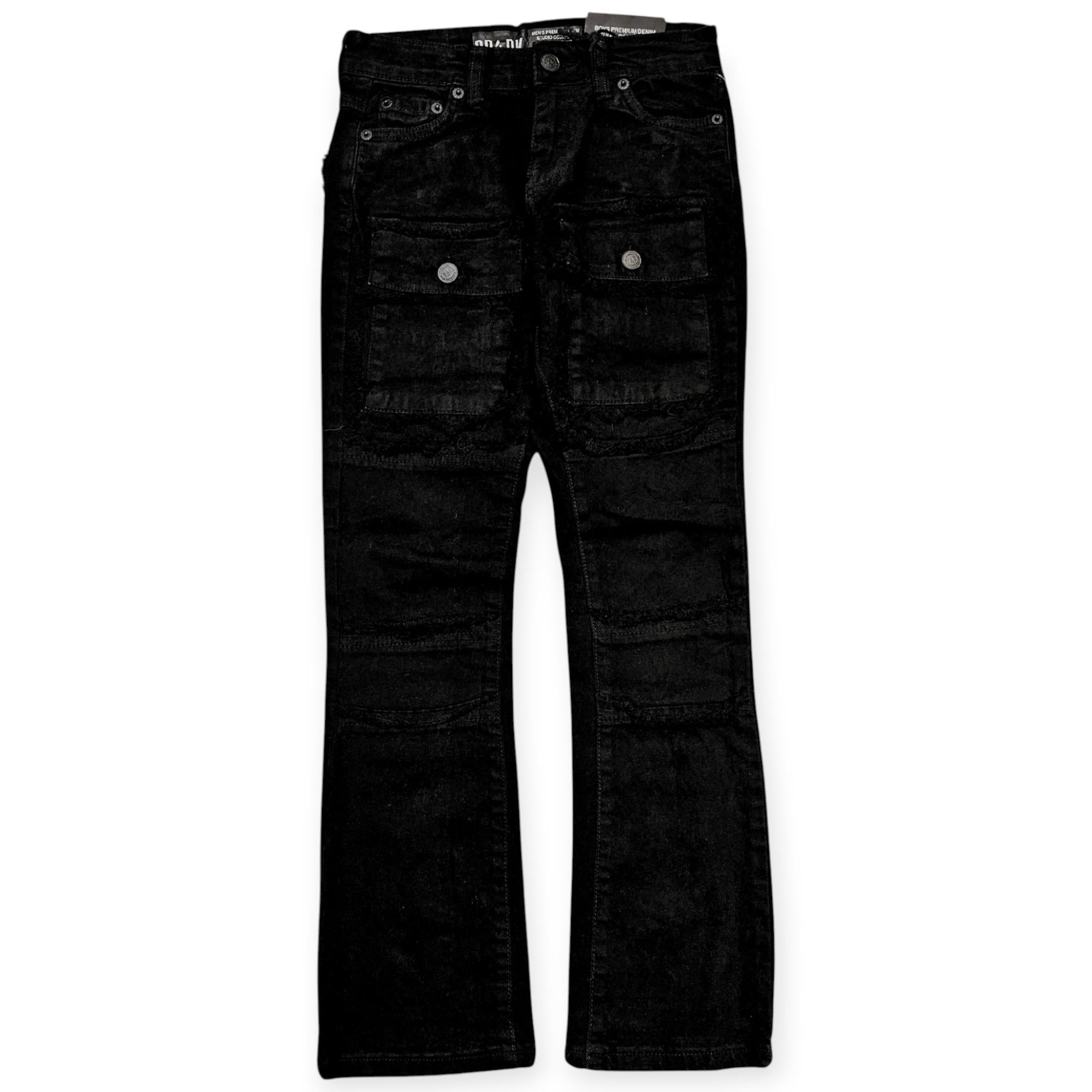 Spark Boys Stacked Denim Front Pocket (Jet Black) – Nexus Clothing