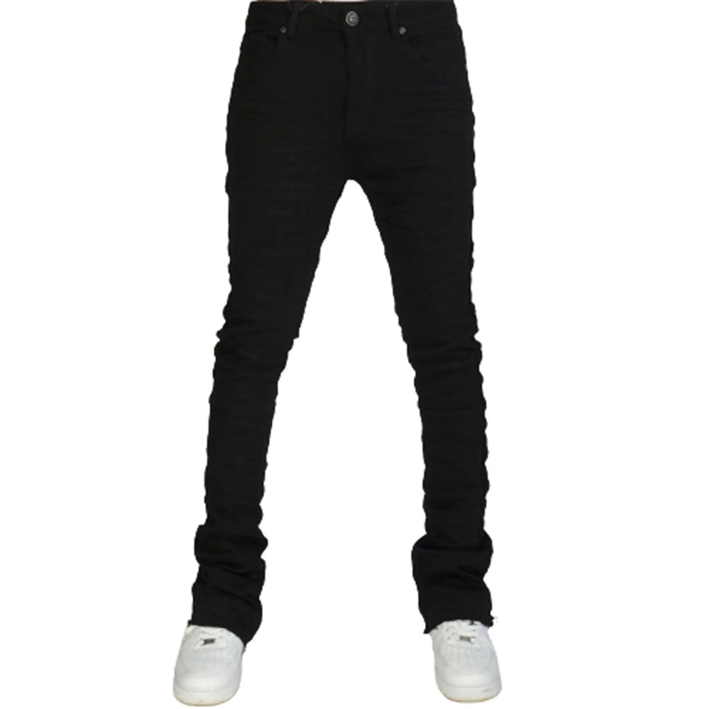 WaiMea Men Stacked Stich Lines Jeans (Black)