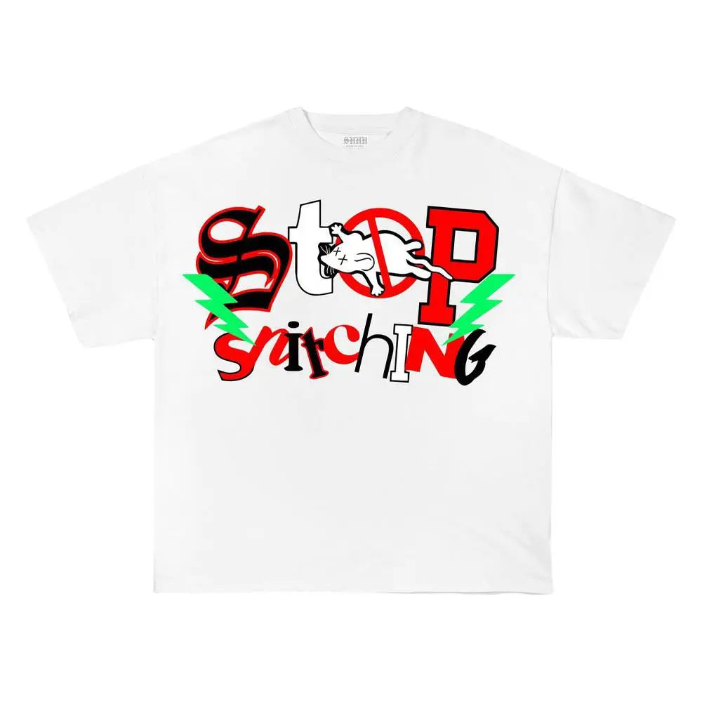 SHHH Brand Men Stop Snitching T-Shirt (White)